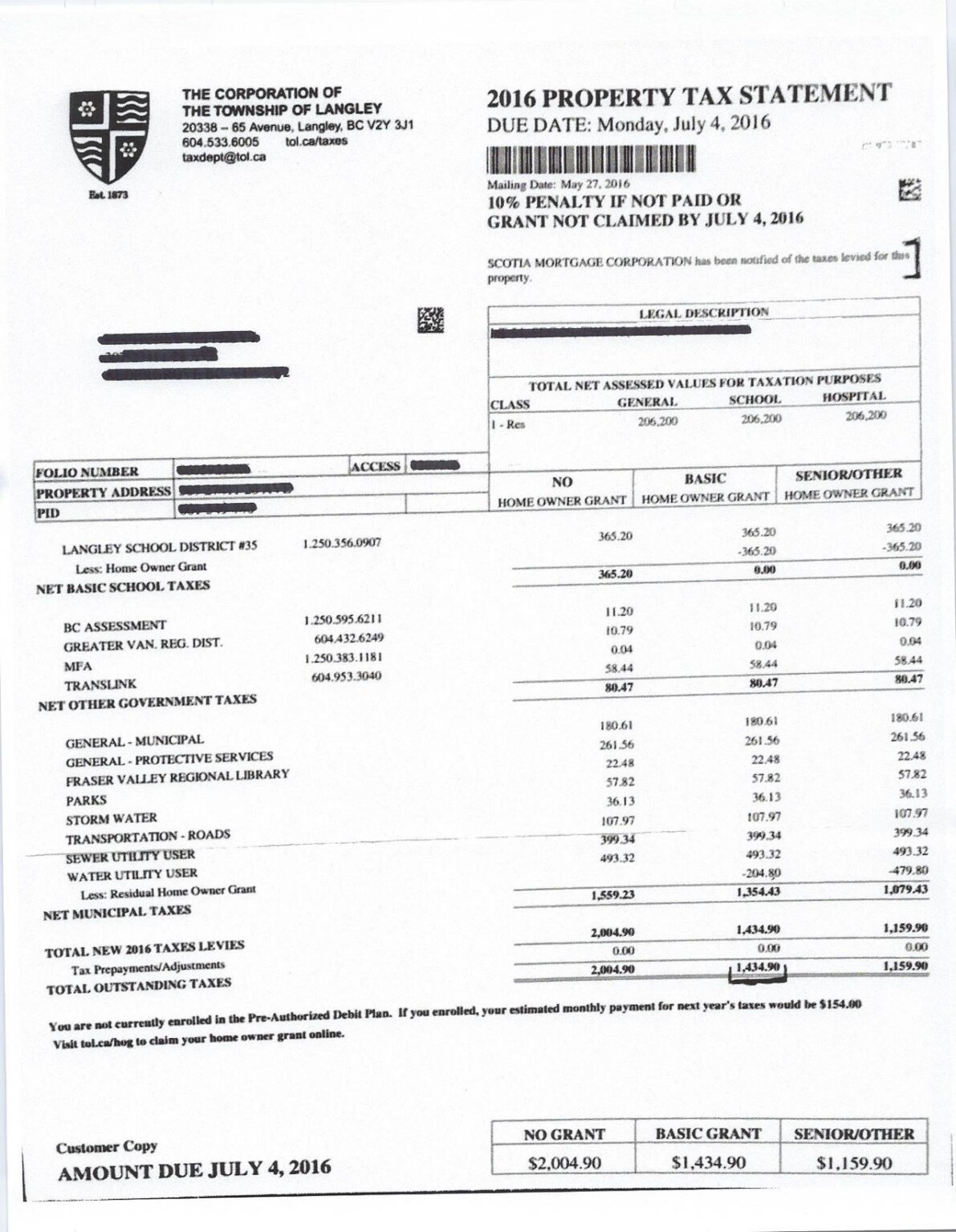 Sample Property Tax Bills